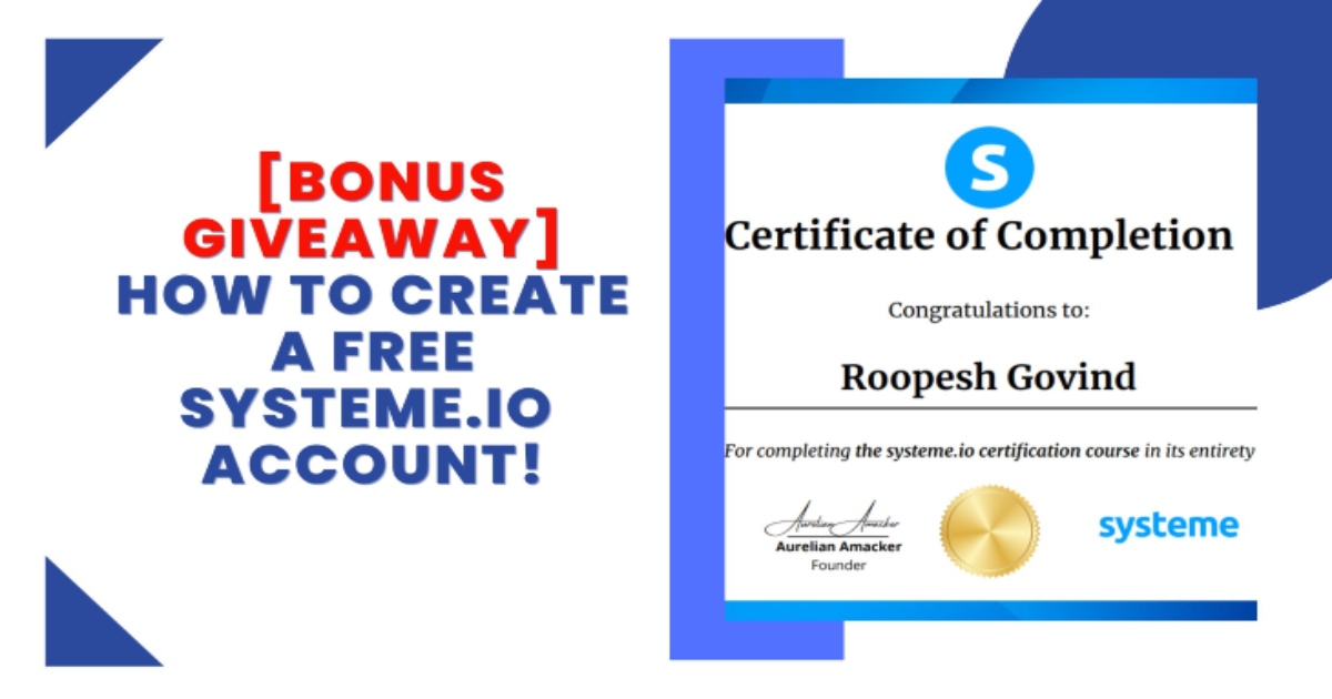 How to Create Your Free Systeme.io Account | RoopeshGovind